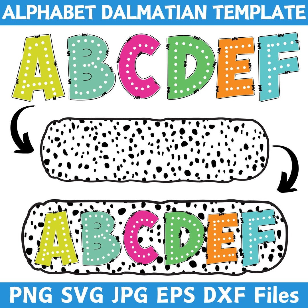 Custom Dot Dalmatian Doodle Alphabet Letters Svg Png Bundle, Alpha ...