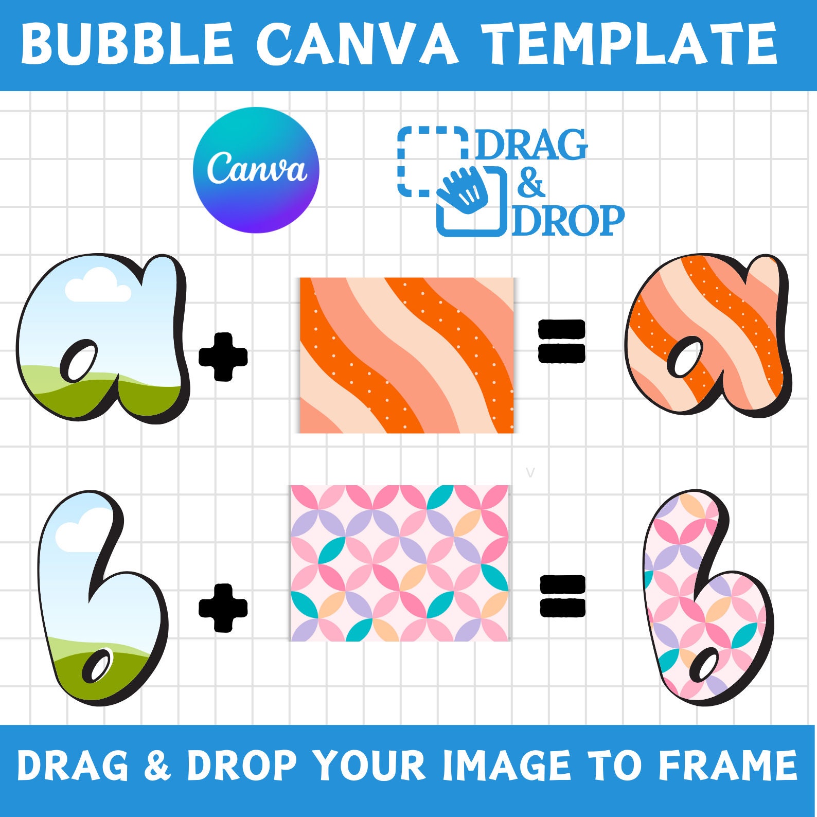 Bubble Font Canva Editable Frames, Bubble Canva Alphabet, Bubble Canva ...