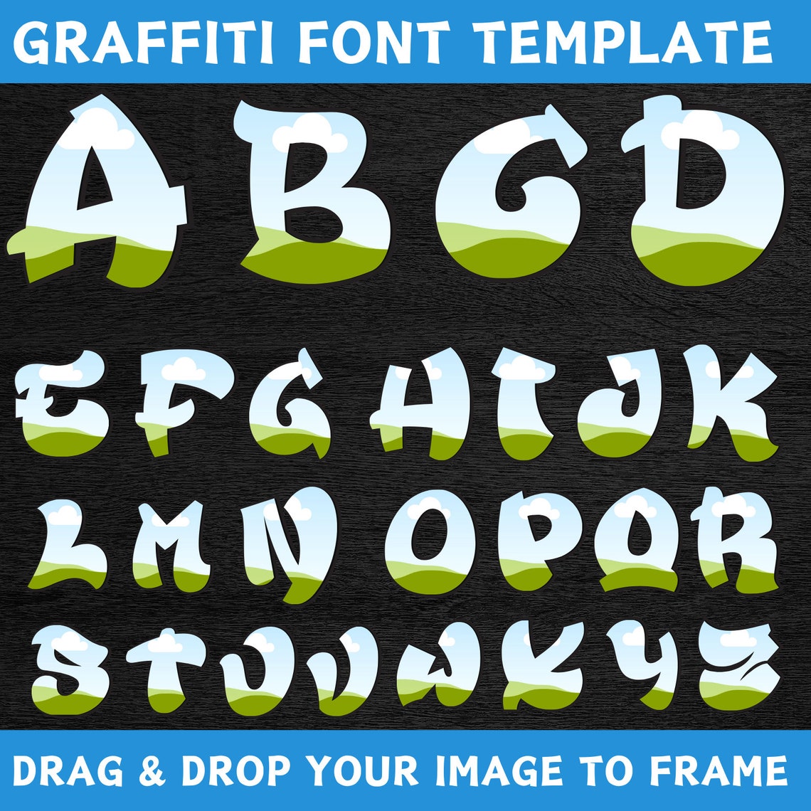 Canva Graffiti Font Template, Graffiti Template, Graffiti Font Blank ...