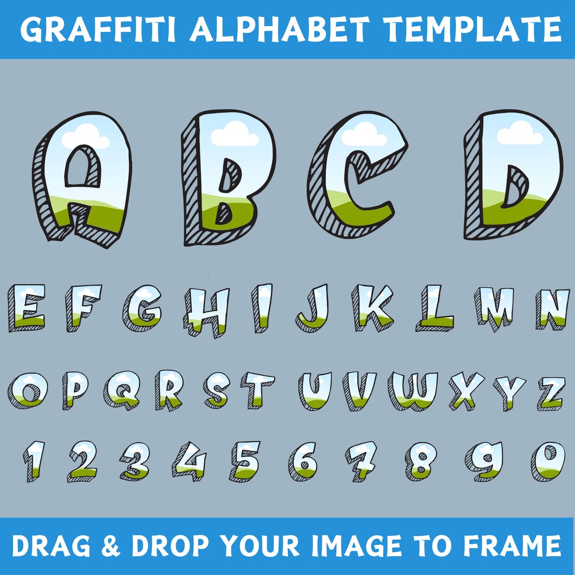 Graffiti Alphabet Font Canva Template,editable Template, Fill Your Own ...