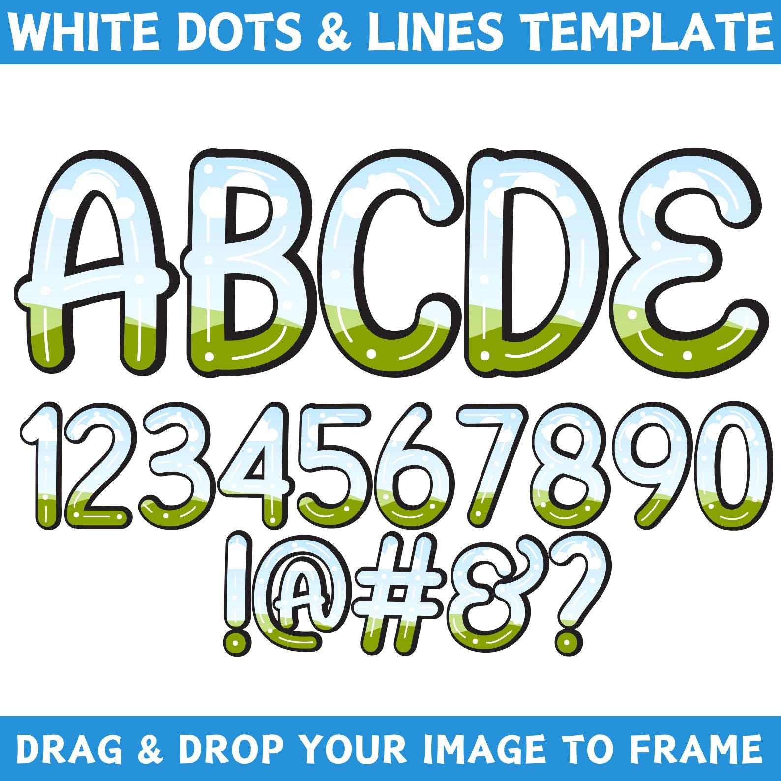 Editable Canva Frame Alphabet Letters, White Dots and Line Template ...