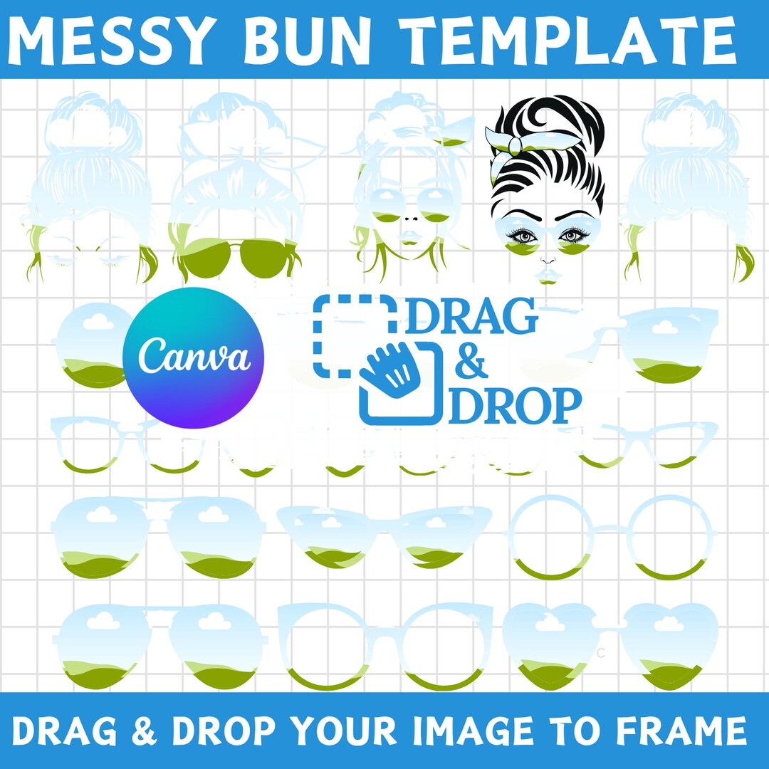 Messy Bun Canva Template, Messy Bun Canva Frames, Headband Mom Life ...