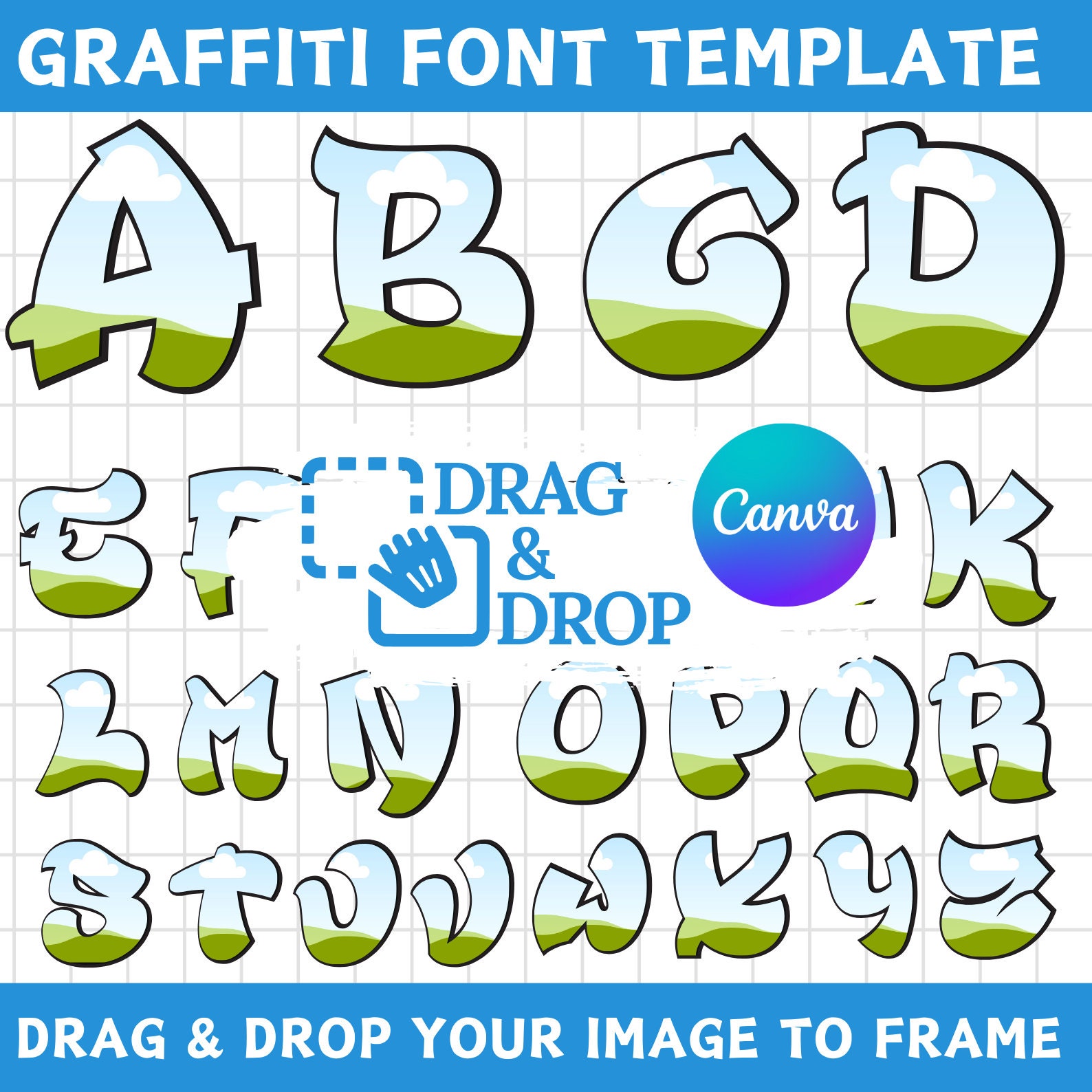 Canva Graffiti Font Template, Graffiti Template, Graffiti Font Blank ...