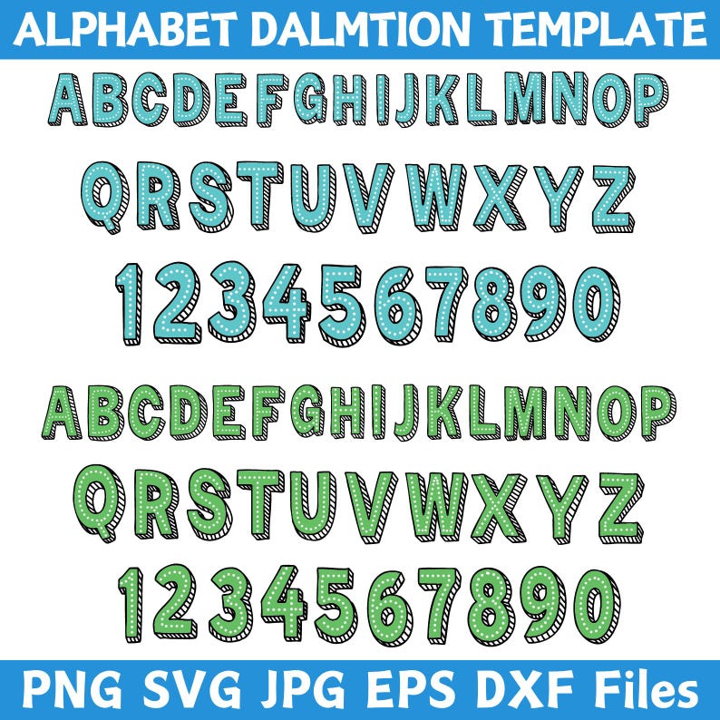 Alpha Doodle Dots Letters Svg Png Bundle, 6 Alpha Sets, 18 Dalmatian ...