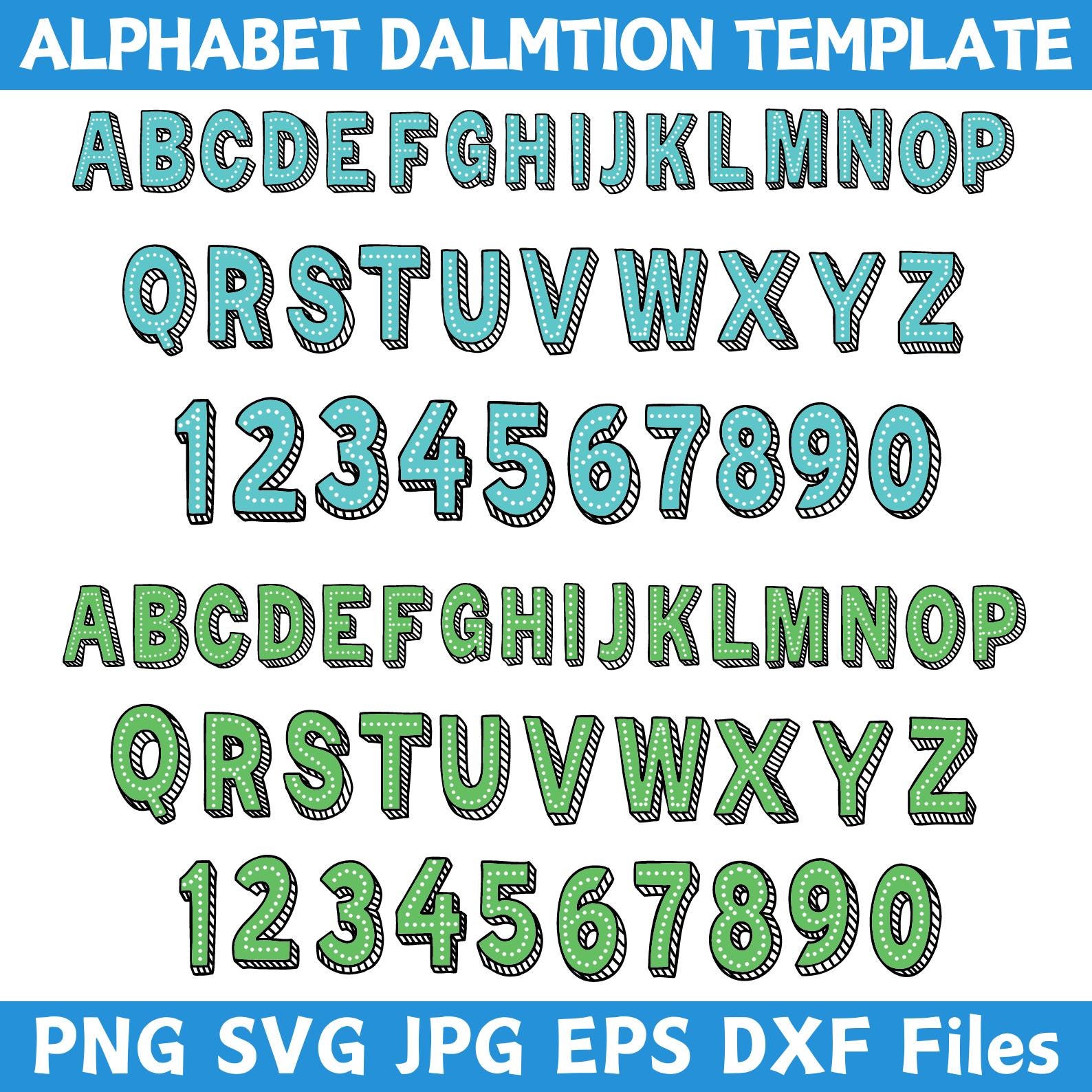 Alpha Doodle Dots Letters Svg Png Bundle, 6 Alpha Sets, 18 Dalmatian ...