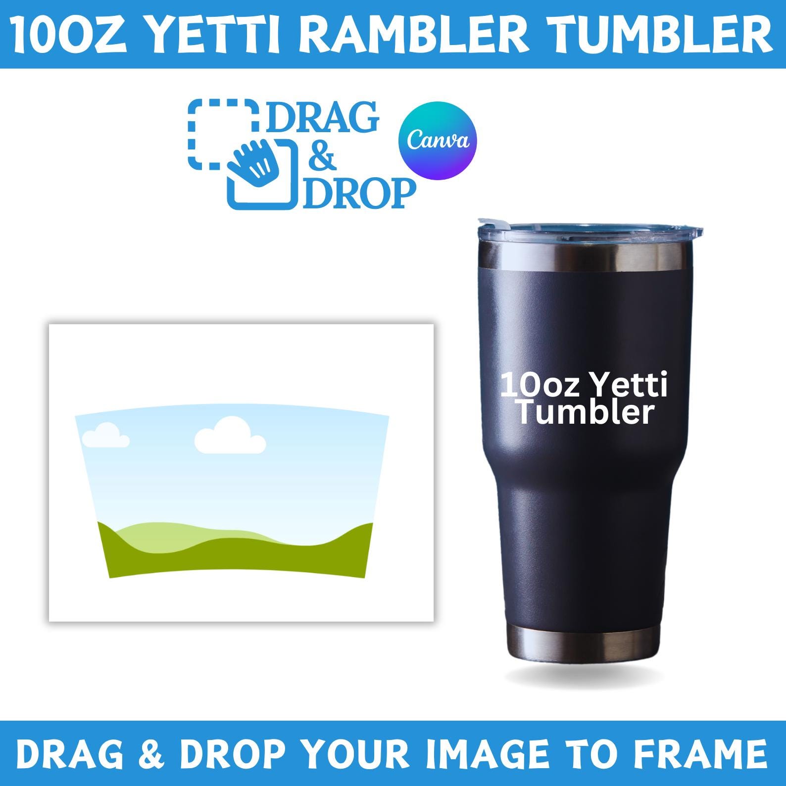 10oz Yeti Rambler Canva Template, Canva Editable Template, Yeti Rambler Template, 10oz Yeti ...