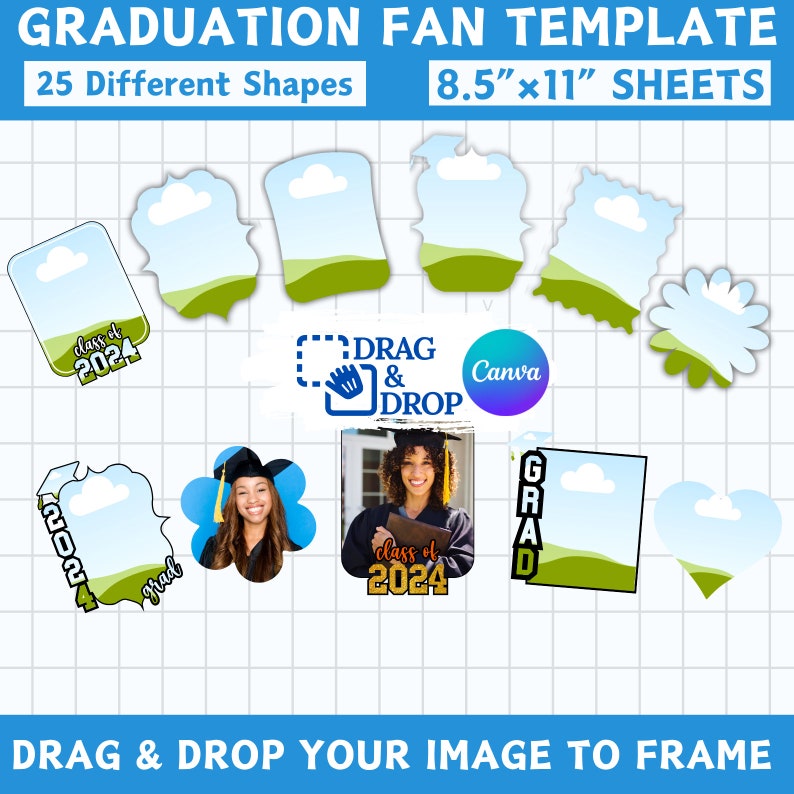 Grad Paddle Fan Canva Template Bundle, 2024 Graduate Fan, Canva ...