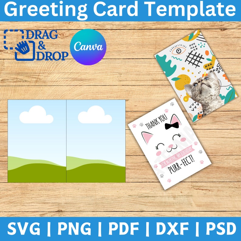 Greeting Card Canva Editable Template, 4x6, 5x7, 4.75x4.75 Foldable ...