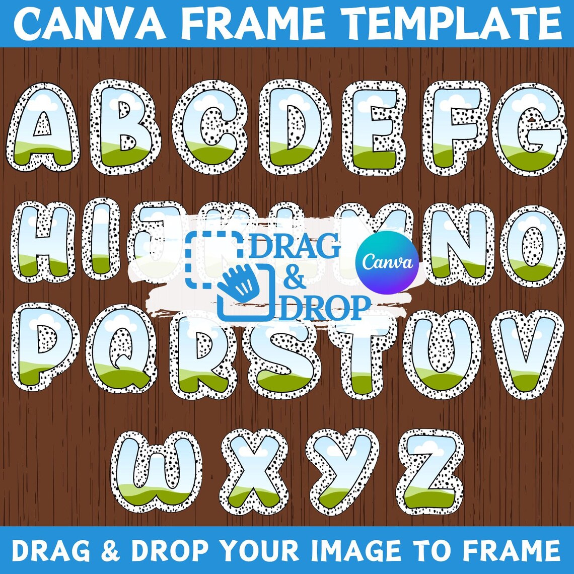 Alpha Doodle Dots Canva Bundle, Dalmatian Alphabet Canva Template ...
