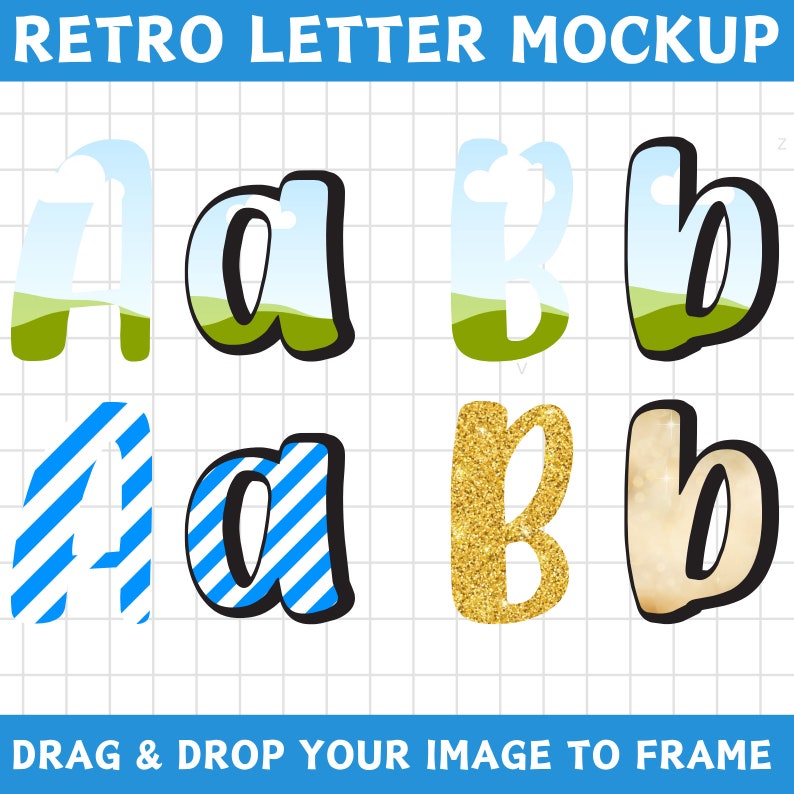 Retro Letter Canva Frames Mockup Template, Retro Letter Canva, Canva ...