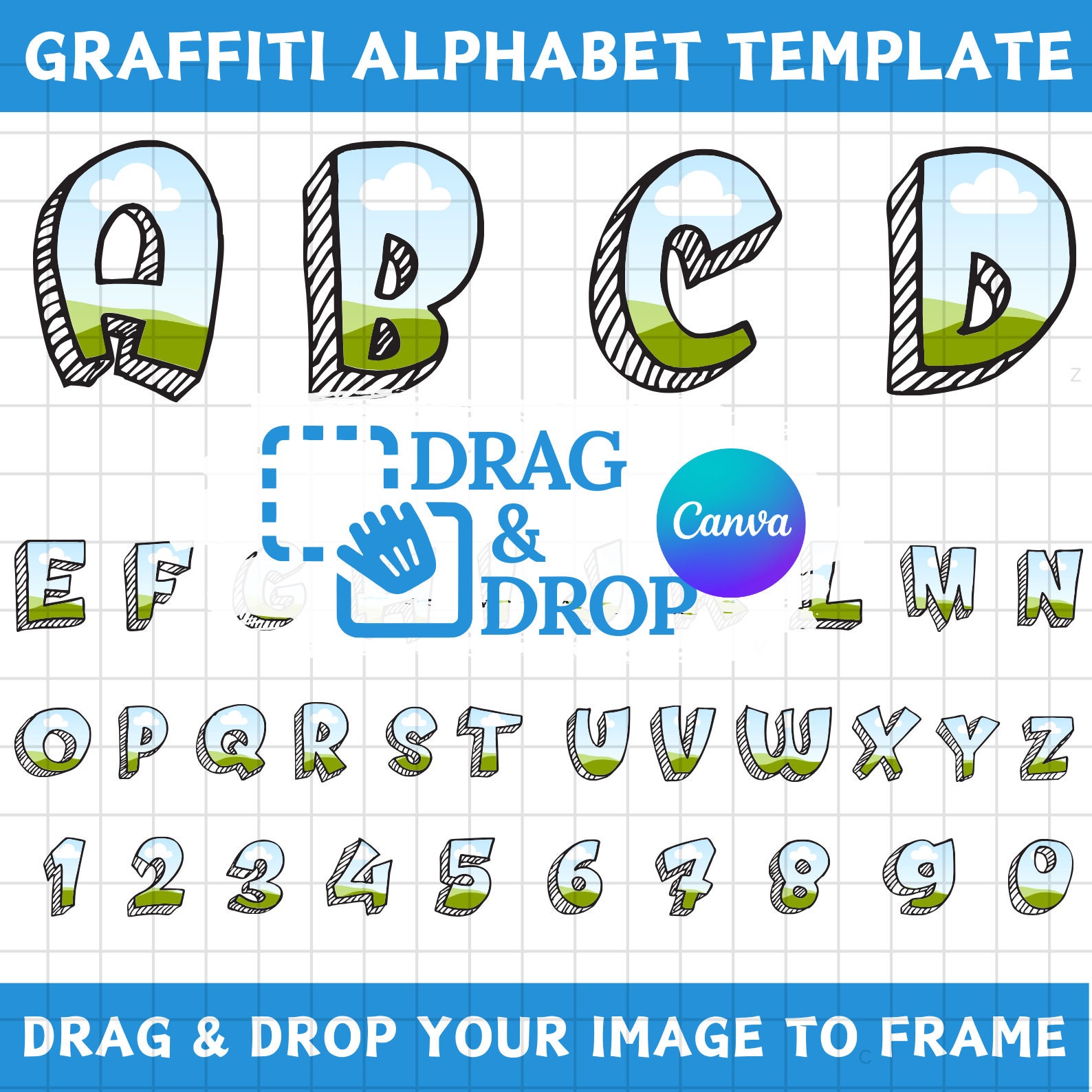 Graffiti Alphabet Font Canva Template,editable Template, Fill Your Own ...