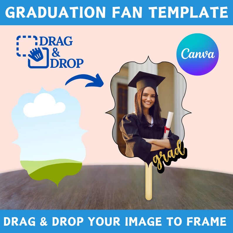 Grad Paddle Fan Canva Template Bundle, 2024 Graduate Fan, Canva ...