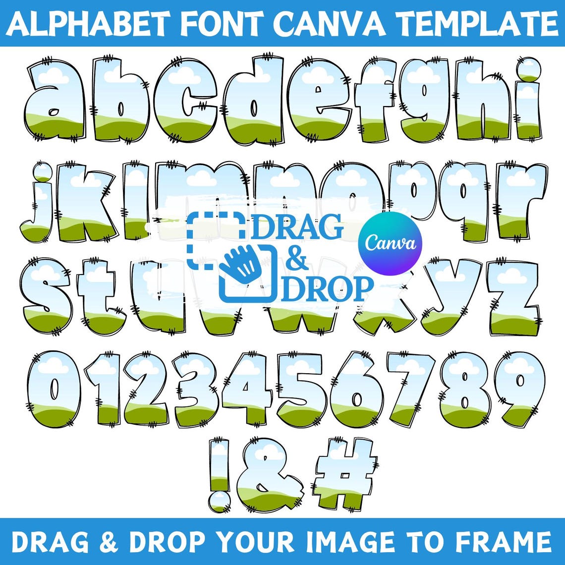 Doodle Letters Canva Editable Template, Doodle Canva Alphabet Frame ...