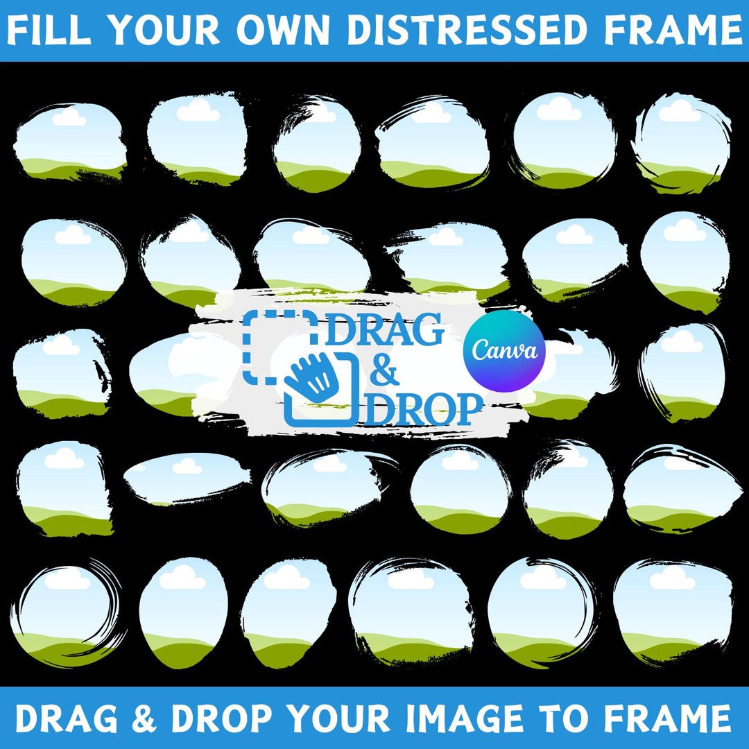 Bleach Effect Distressed Edge Canva Editable Frames Bundle, Fill Your ...