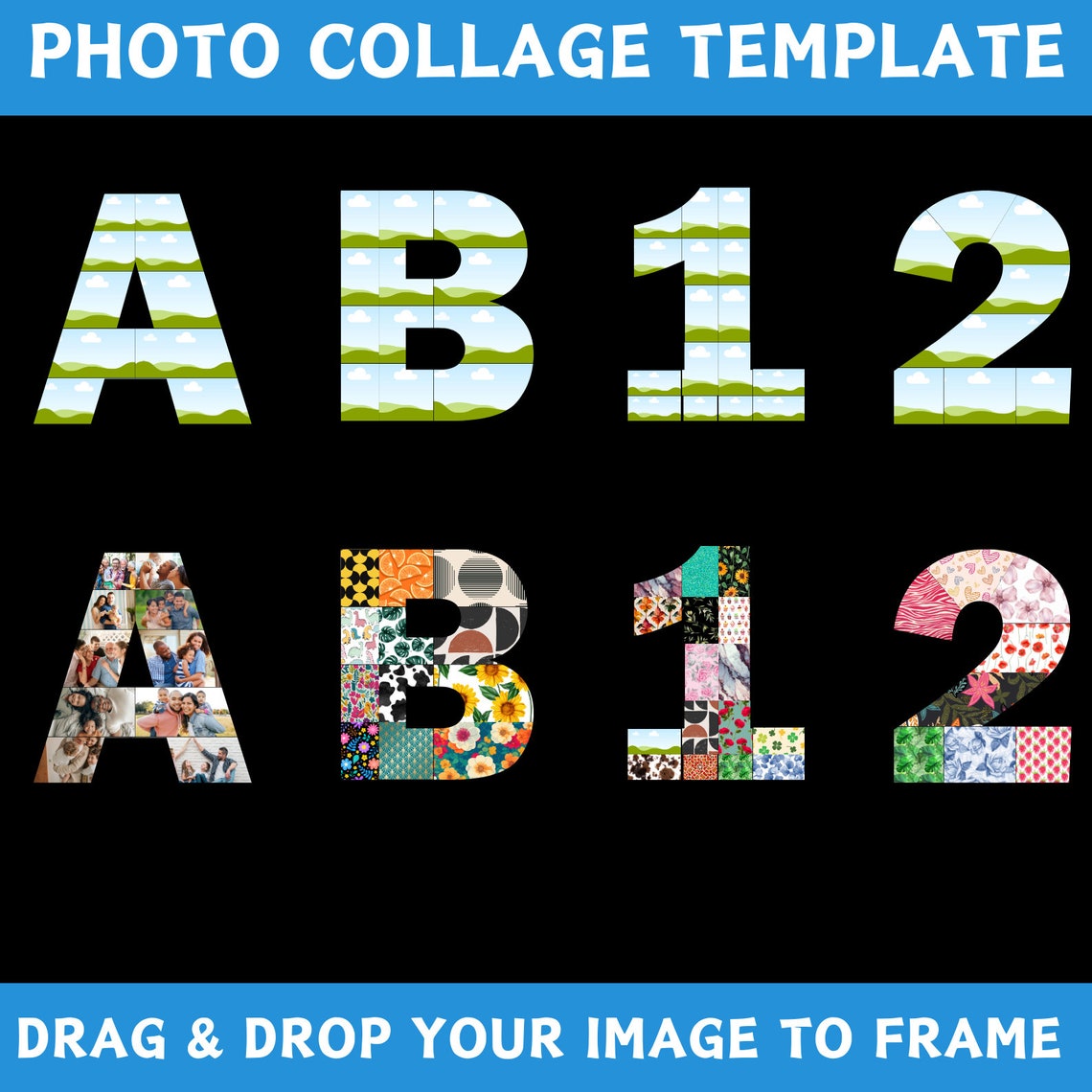Canva Template, Canva Photo Collage Letters, Photo Collage Bundle ...