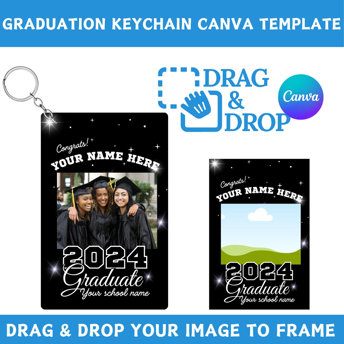 Graduation Keychain Canva Editable Template, Custom Grad Fan 2024 ...