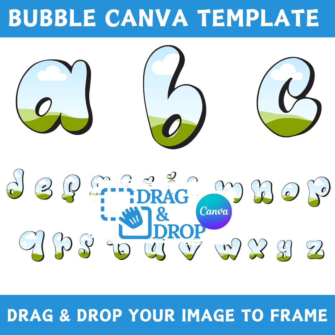 Bubble Font Canva Editable Frames, Bubble Canva Alphabet, Bubble Canva ...