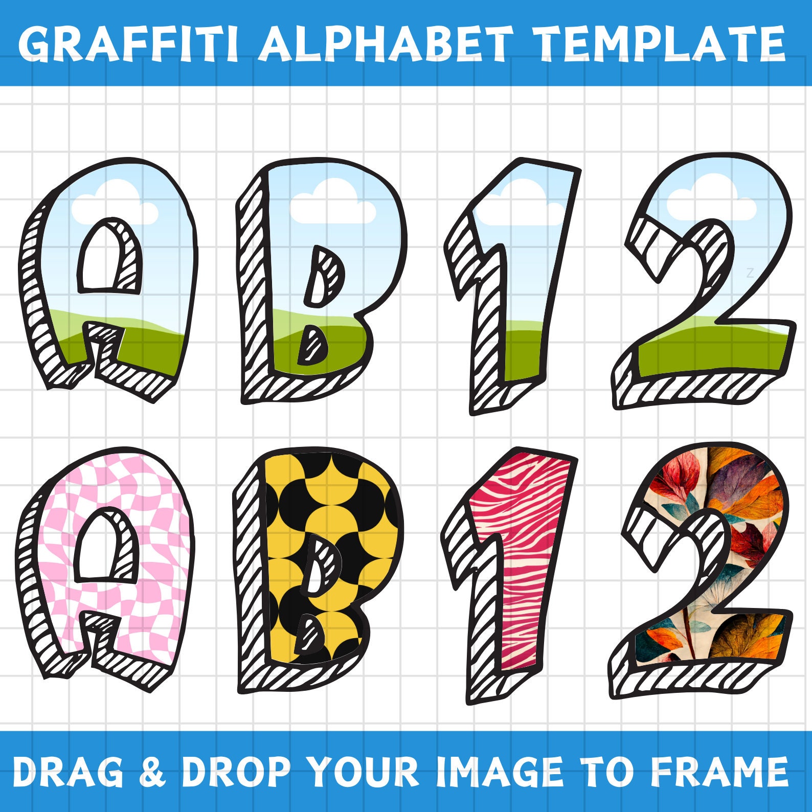 Graffiti Alphabet Font Canva Template,editable Template, Fill Your Own ...