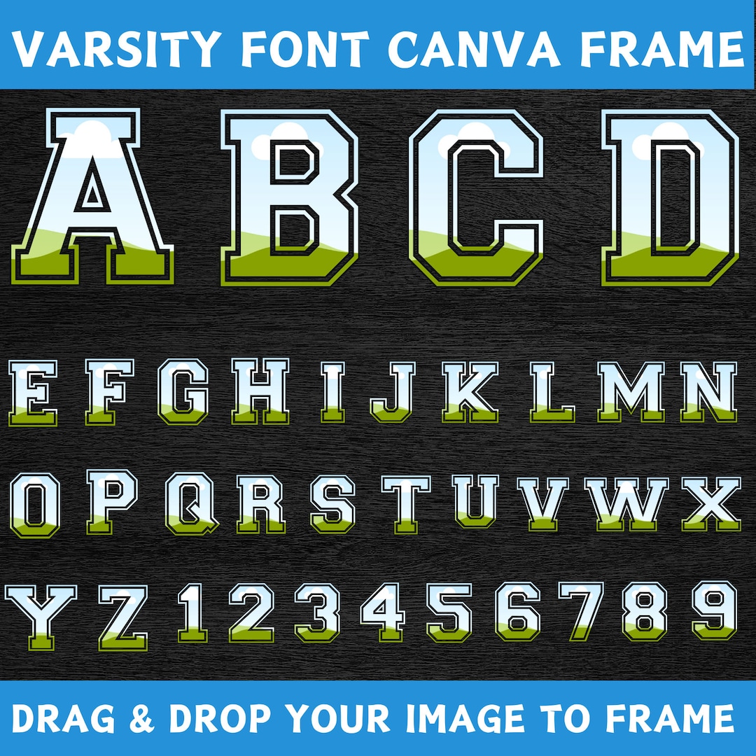 Varsity Font Canva Template, Customizable Varsity Font for Canva, Canva ...