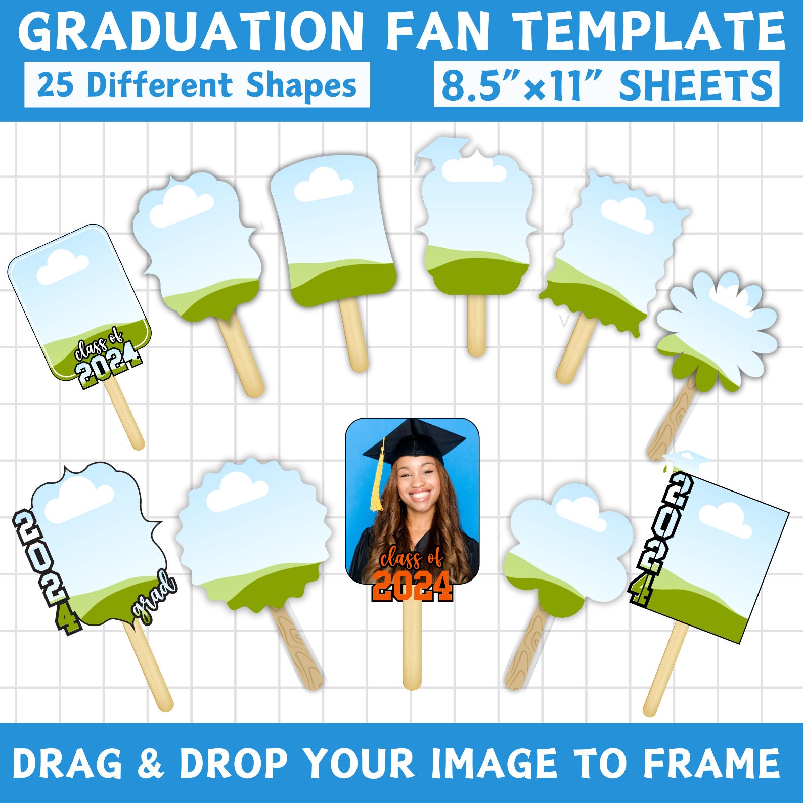 Grad Paddle Fan Canva Template Bundle, 2024 Graduate Fan, Canva ...