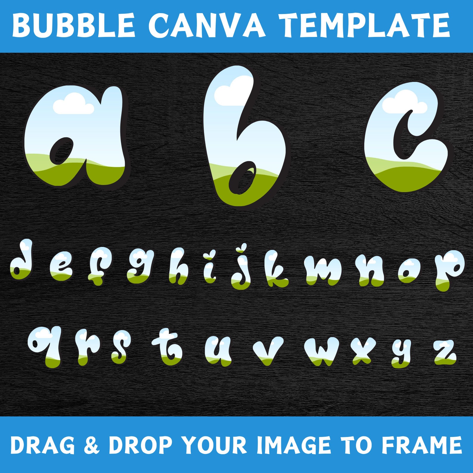 Bubble Font Canva Editable Frames, Bubble Canva Alphabet, Bubble Canva ...