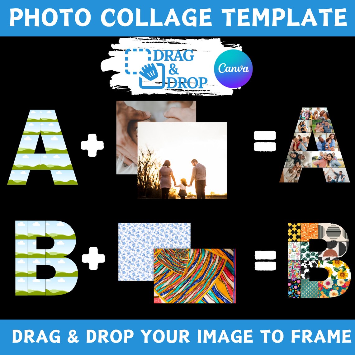 Canva Template, Canva Photo Collage Letters, Photo Collage Bundle ...