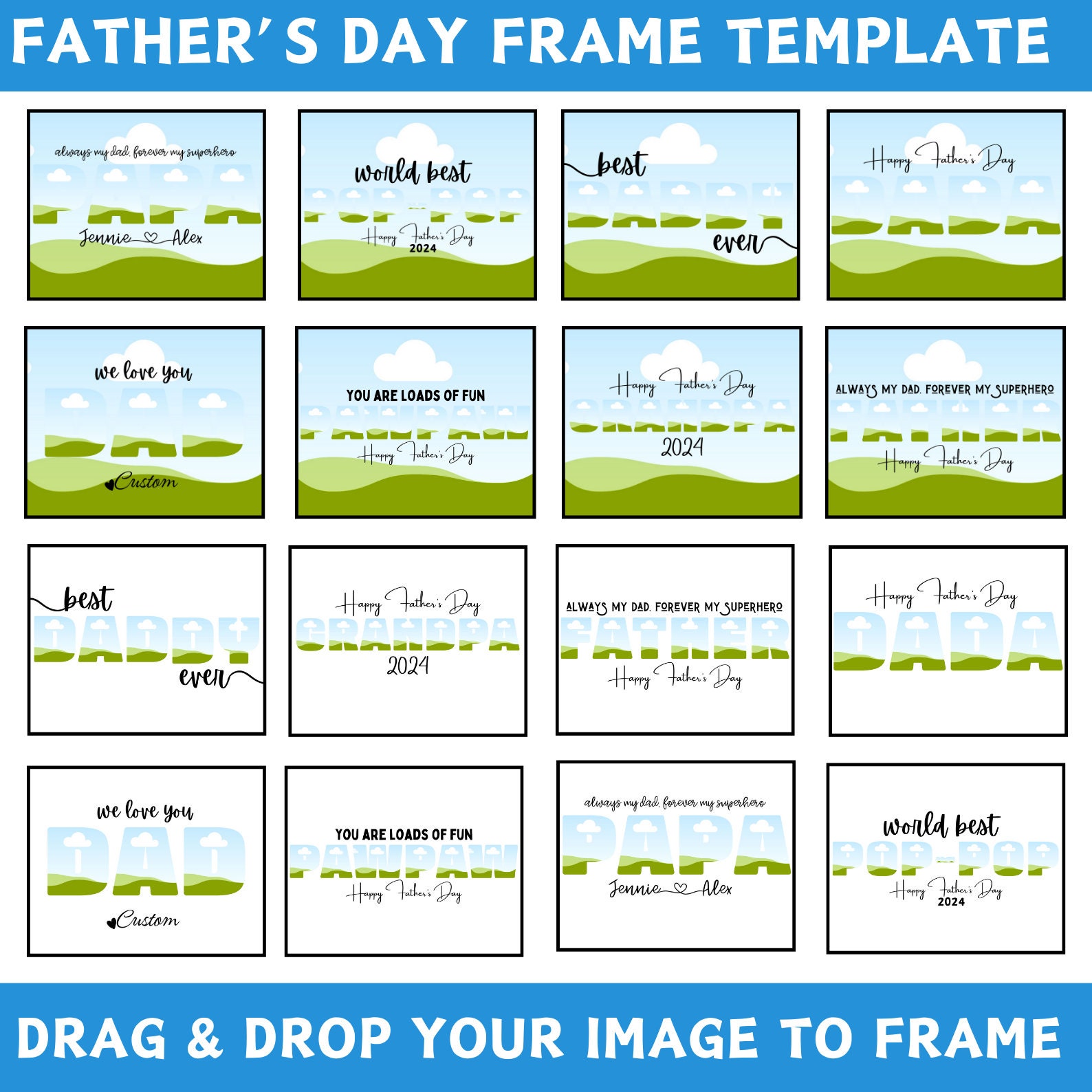 Fathers Day Canva Editable Template, Photo Frame Canva Designs, Daddy ...
