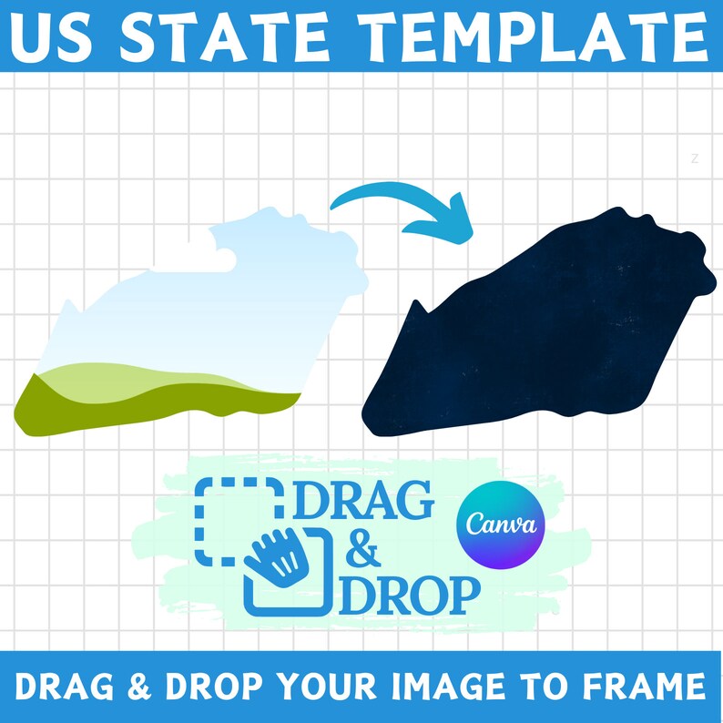 50 USA States Custom Canva Editable Frames, Individual State Design ...