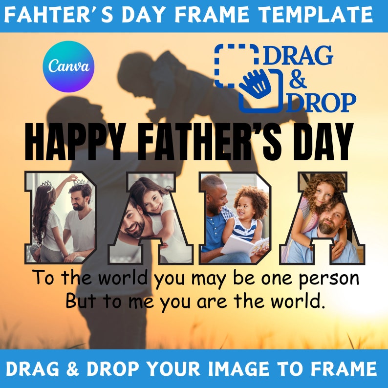 Daddy Canva Editable Frame Template, Photo Frame Canva Designs, Daddy ...