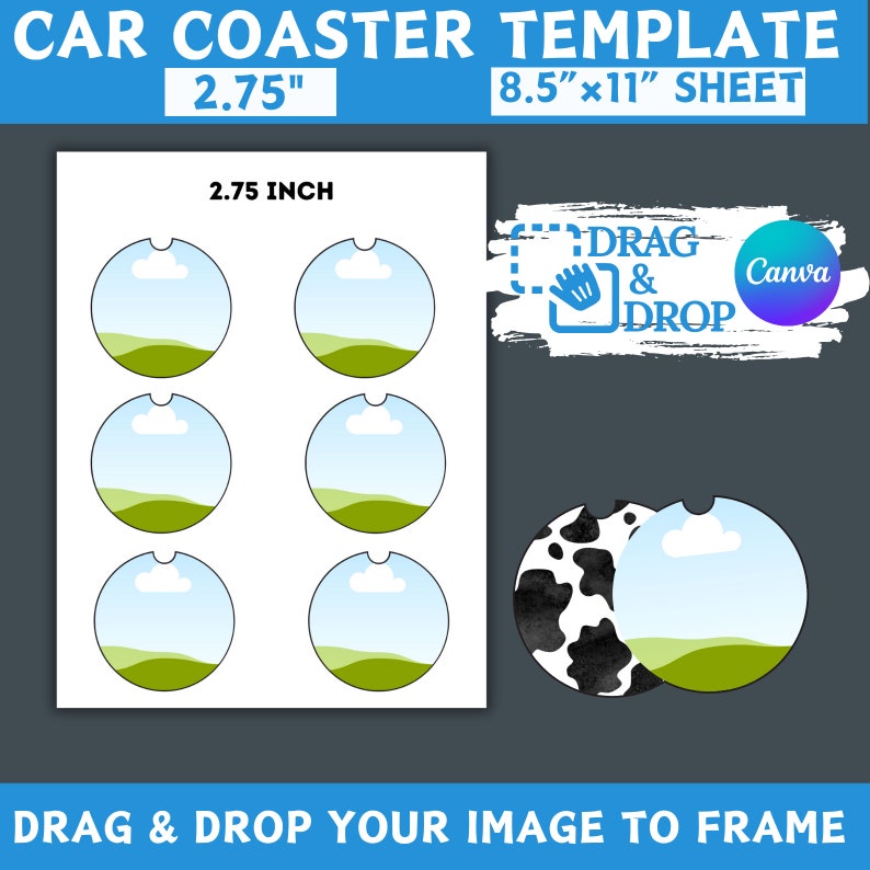 2.75 Car Coaster Template Svg, Car Cup Coaster Template, Car Coaster ...