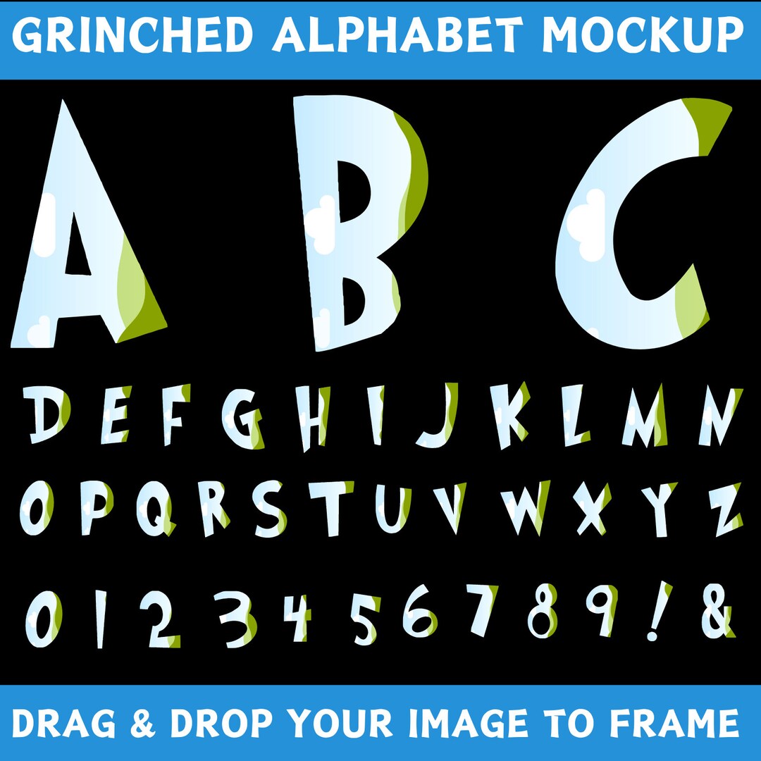 Grinched Font Canva Editable Template, Canva Frame Template, DIY ...