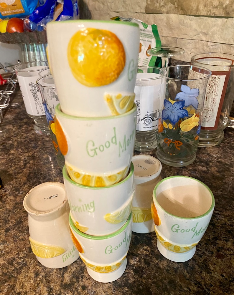 8 Napcowear Marked hand Painted Vintage Orange Juice Cups - Etsy