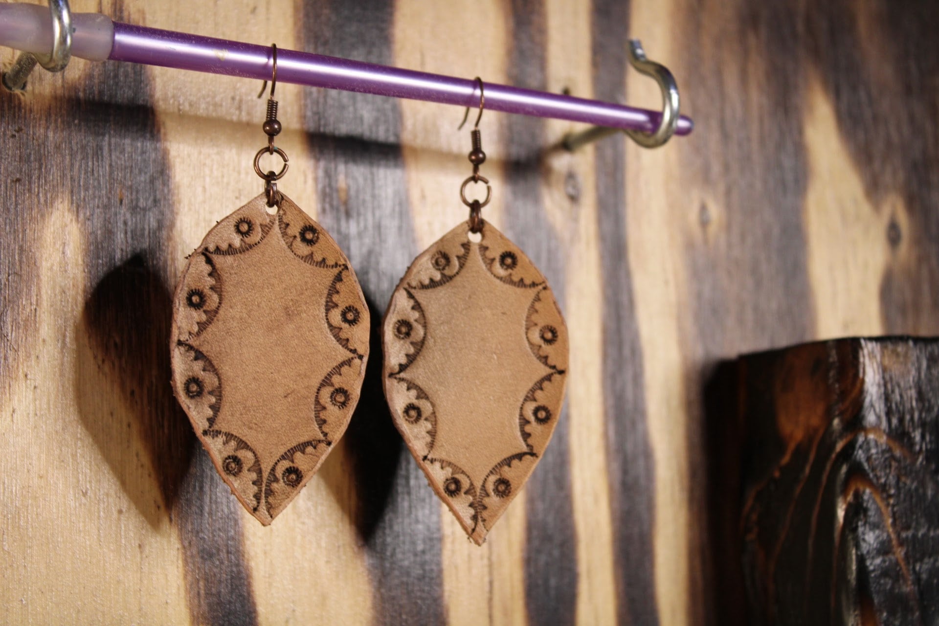 Teardrop Tooled Leather Earrings - Etsy