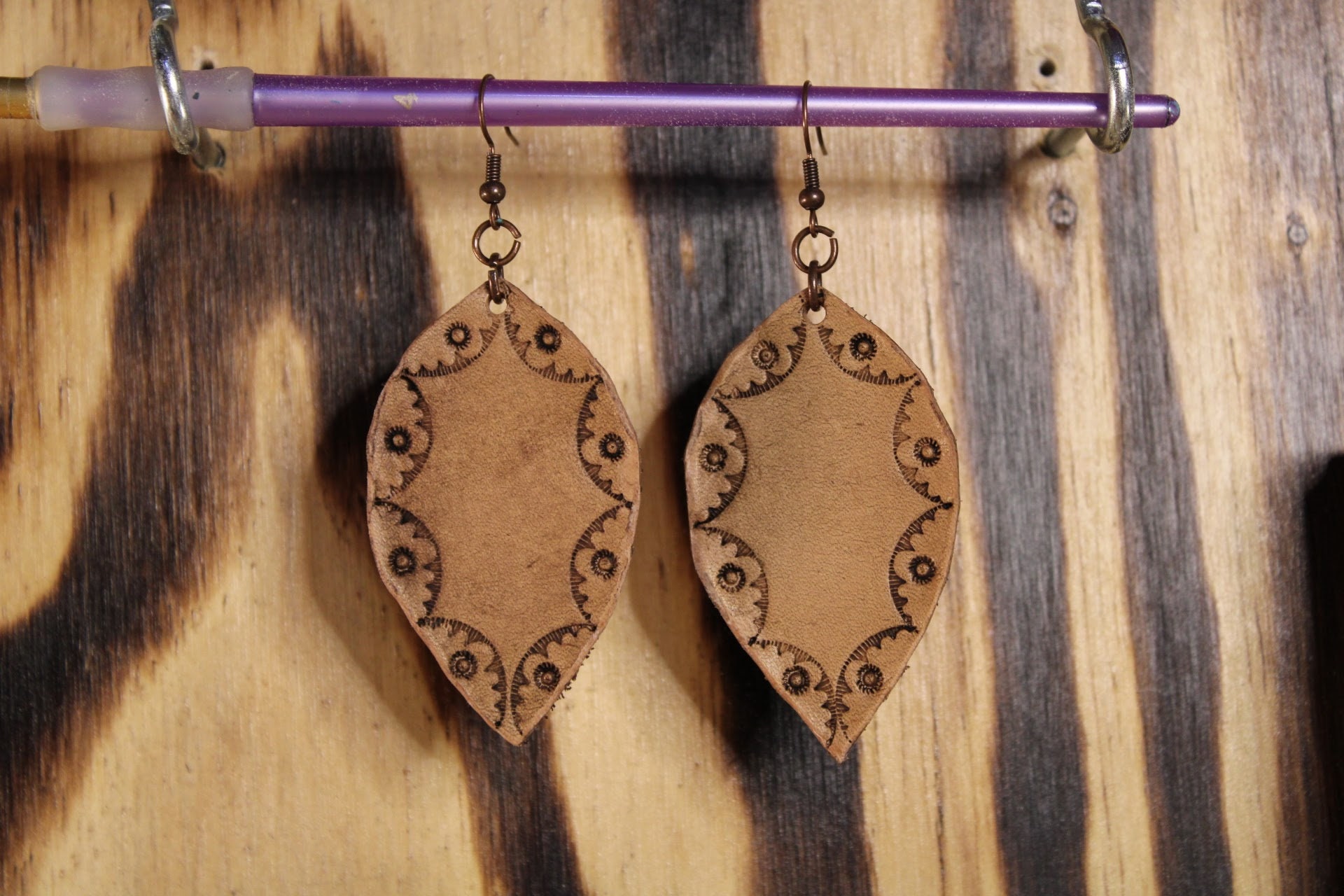 Teardrop Tooled Leather Earrings - Etsy