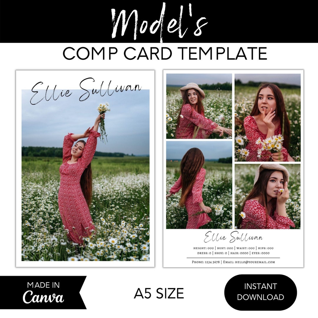Model Comp Card Template Comp Card Canva Template Fashion - Etsy