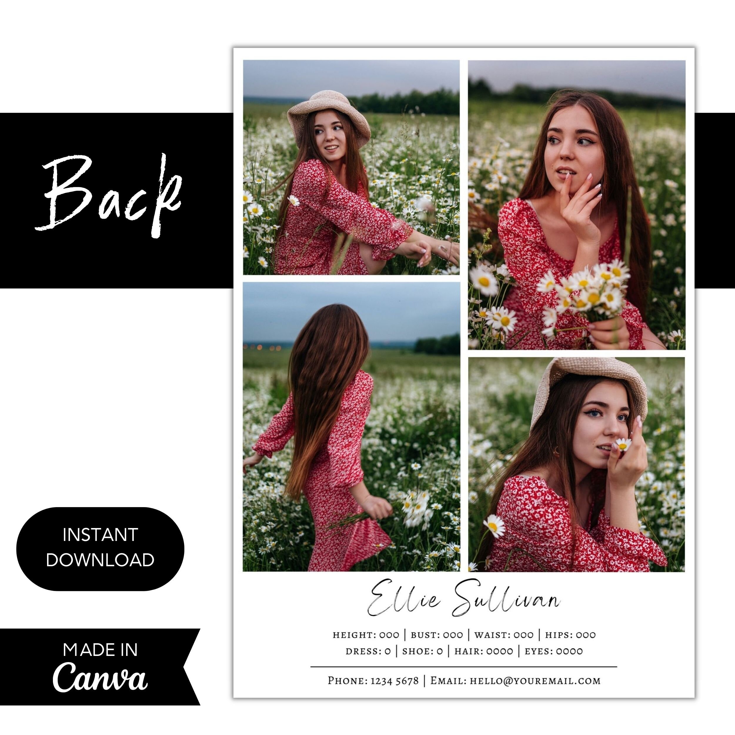 Model Comp Card Template Comp Card Canva Template Fashion - Etsy