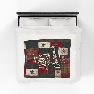 Personalized Christmas Patchwork Quilt Print Blanket, Traditional ...