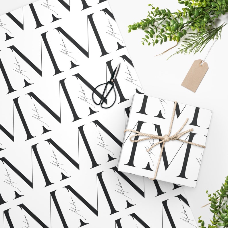 Personalized Initial Wrapping Paper: Minimalist Custom Name Gift Wrap ...