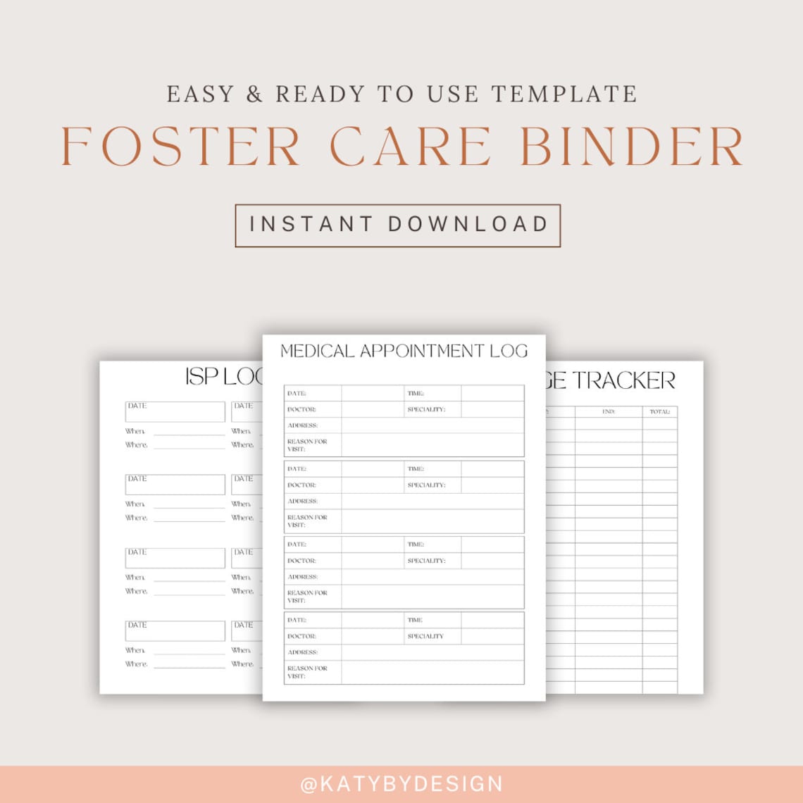 Simple Foster Care Binder Printable - Etsy