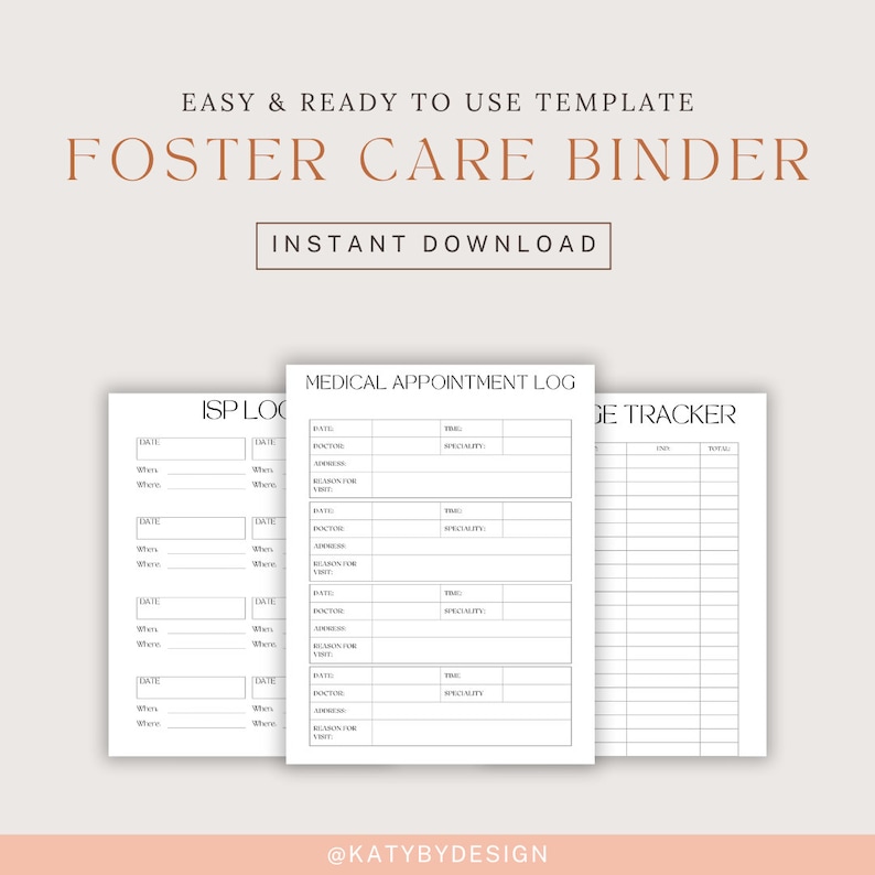 Simple Foster Care Binder Printable - Etsy
