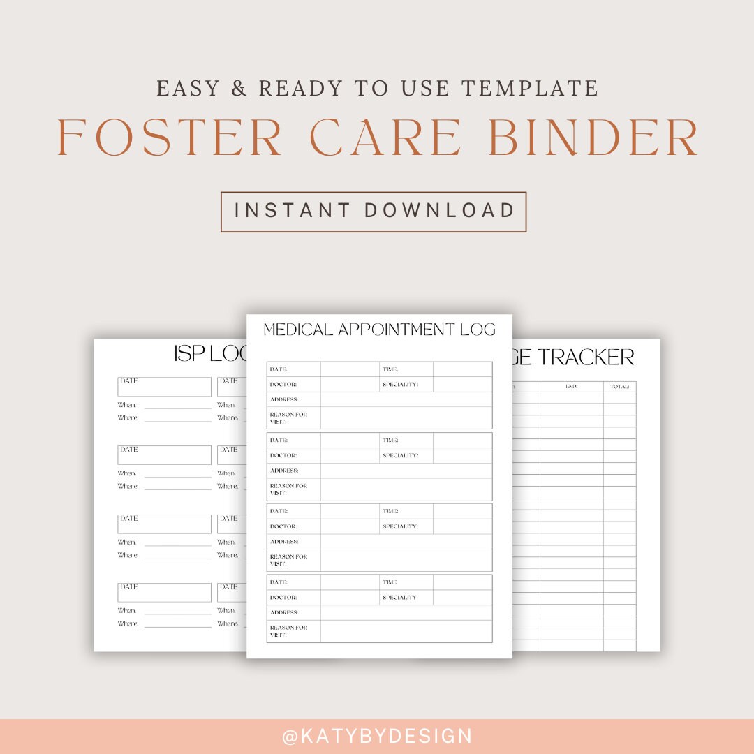 Simple Foster Care Binder Printable - Etsy