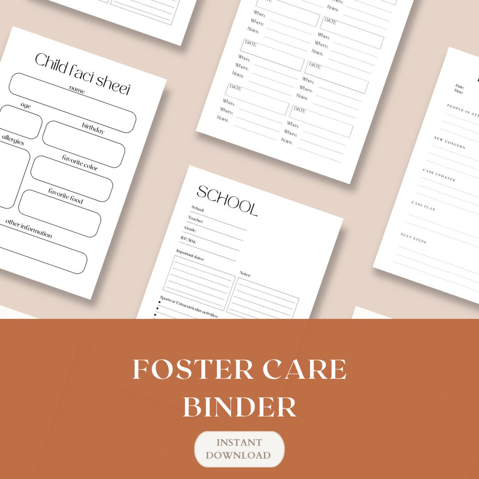 Simple Foster Care Binder Printable - Etsy