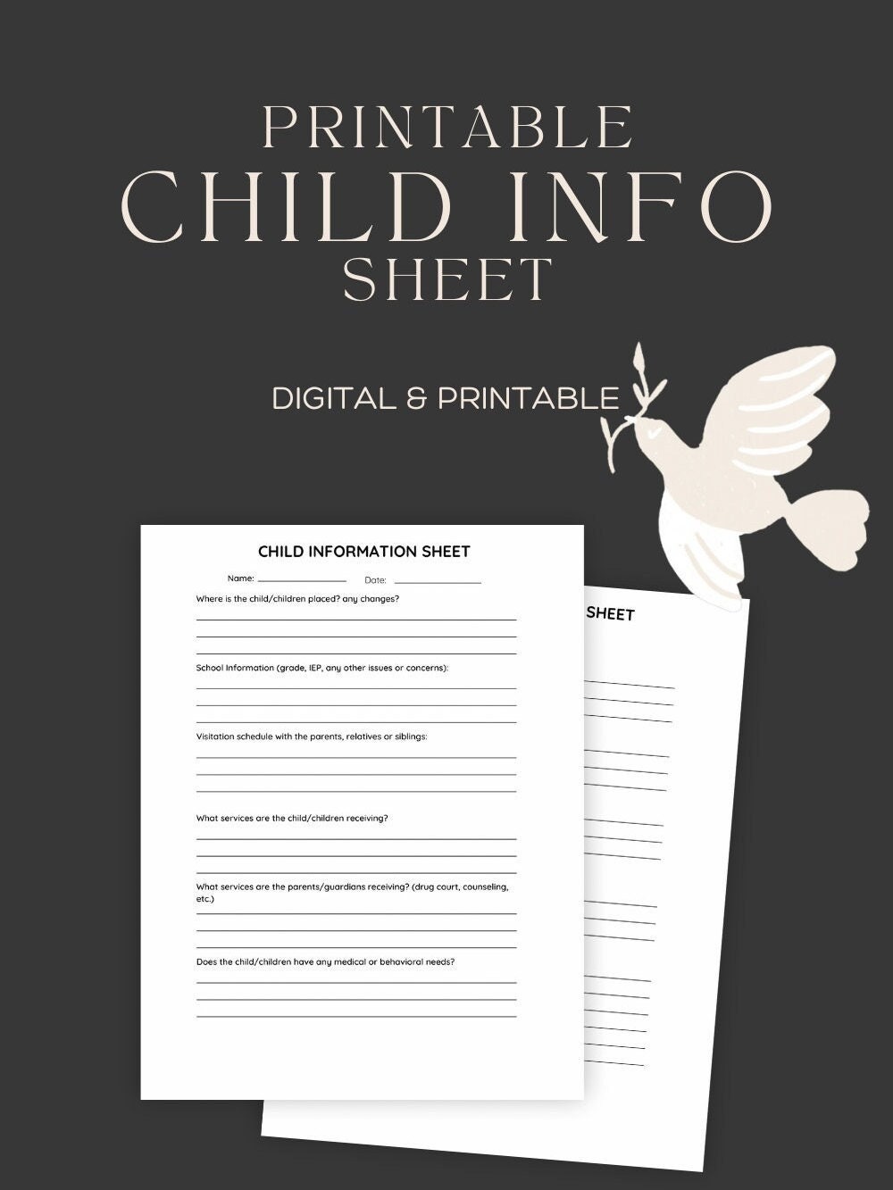 Child Information Sheet - Etsy
