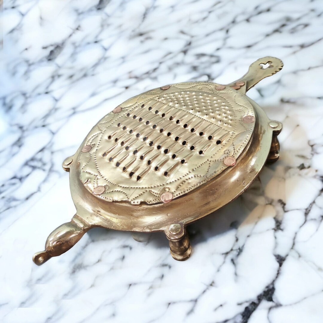 Vintage Brass Original Antique Tortoise Shaped Grater Coconut Scraper ...