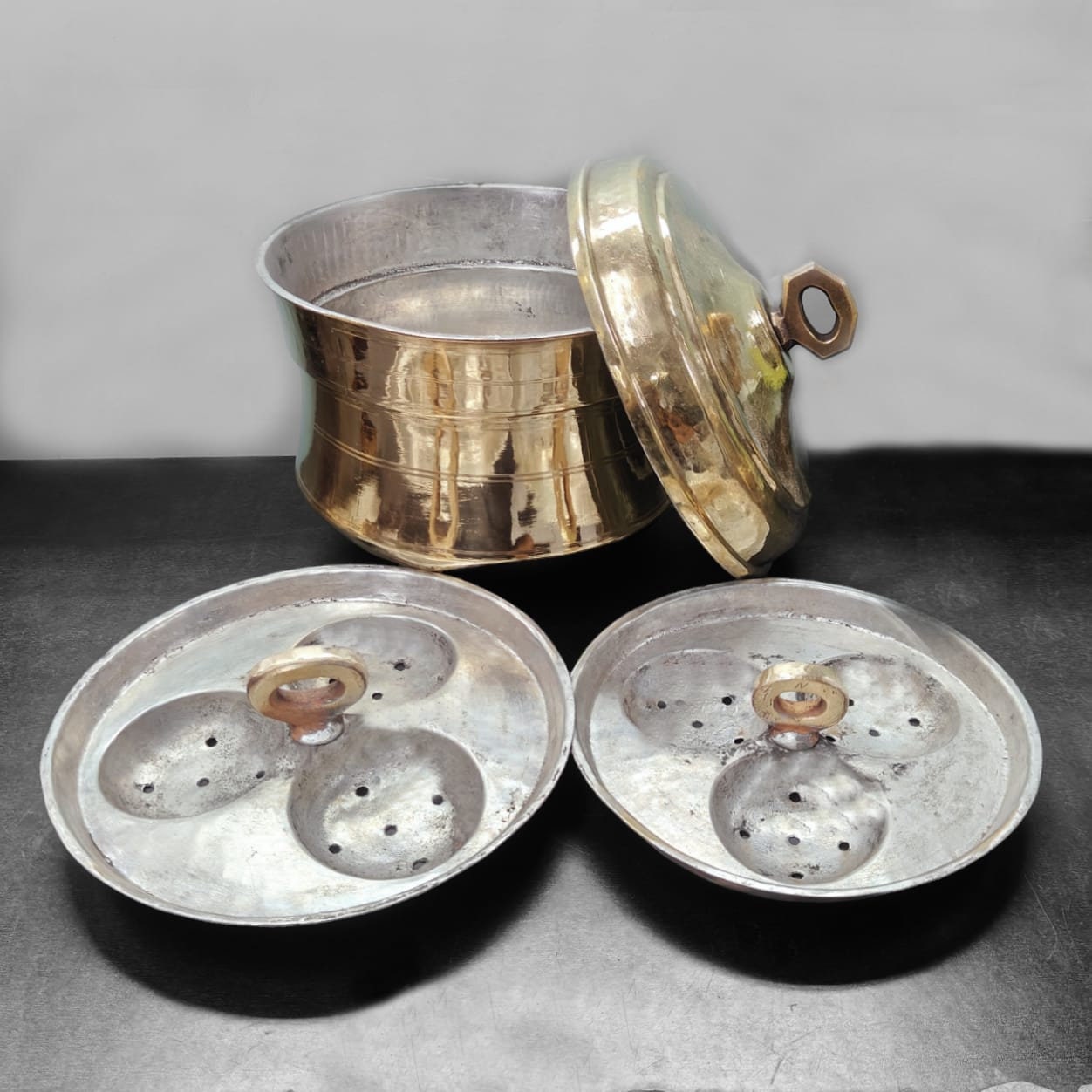 Antique Brass Idli Steamer Pot Idli Patra With 2 Inserts Including 3 ...