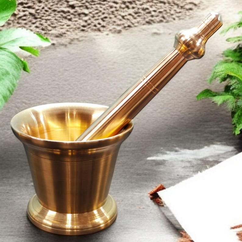 100% Pure Brass Very Beautiful Shape Solid Mortar and Pestle ...