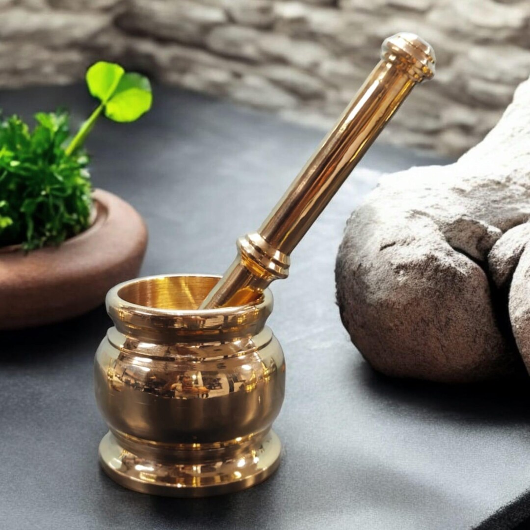 100% Pure Brass Solid Elephant Head Shape Mortar and Pestle ...