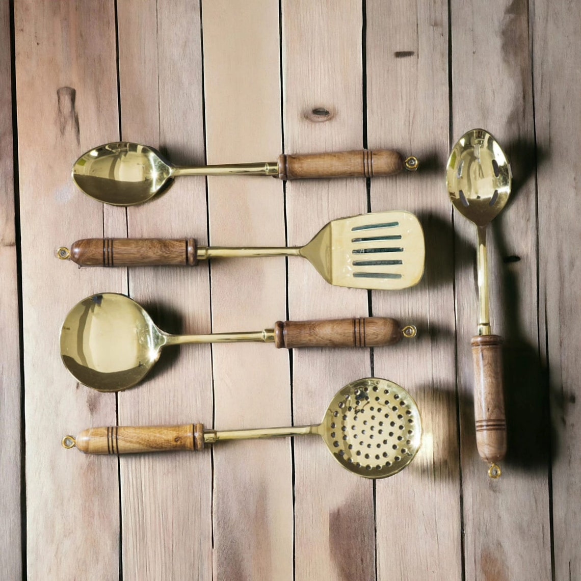 Set of 5 100% Pure Brass Serving Spoons Traditionally Known as "ladles" - Etsy