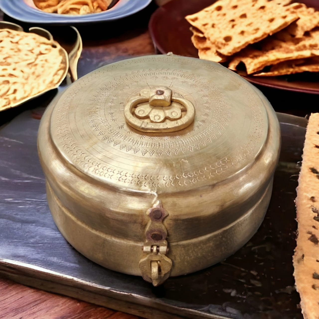Antique Rare Very Beautifully Engraved Pure Brass Roti Dabba | Chapati ...