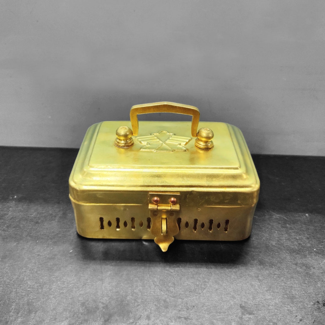 Antique Brass Pandan / Beetle Nut Supari Box With Flag Motif - Etsy
